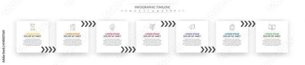 Modern simple infographic with seven rectangles. 3D concept graphic ...