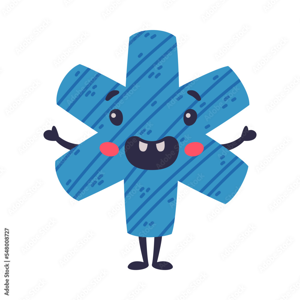 Cute asterix symbol character with funny face cartoon vector ...