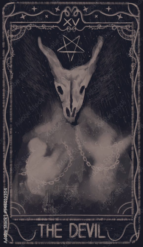 Tarot XV 15 card design the devil major arcana concept illustration ...