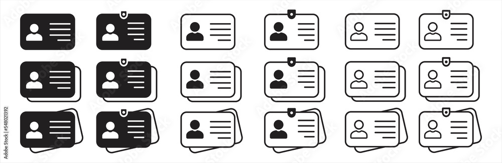 ID Card icon set. ID Card icon collection. Driver's license ...