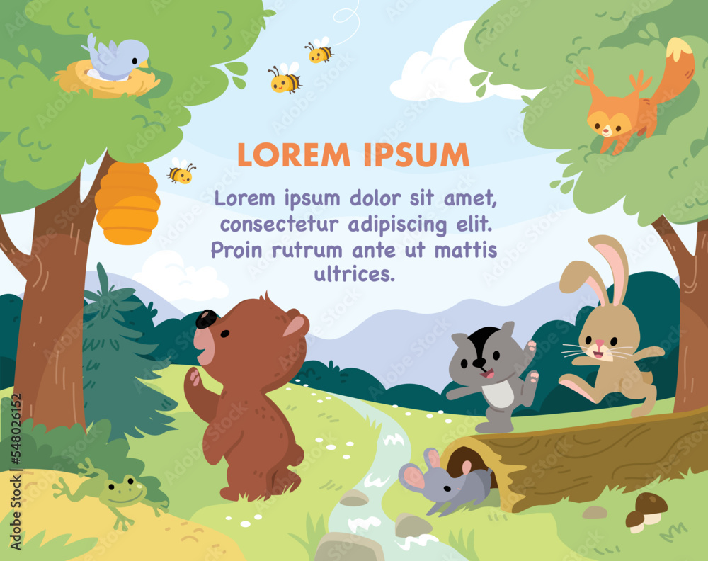 Vector cartoon animals that live in the forest. Forest fauna. Comic ...