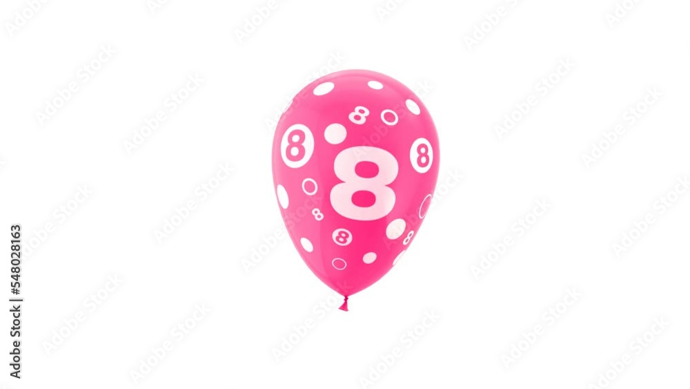 Balloon Animation with number 8. Loop Animation. With Green Screen and ...