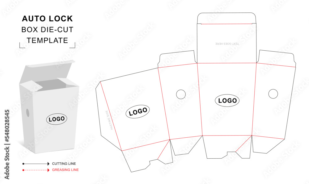 Auto lock box die cut template Stock Vector | Adobe Stock