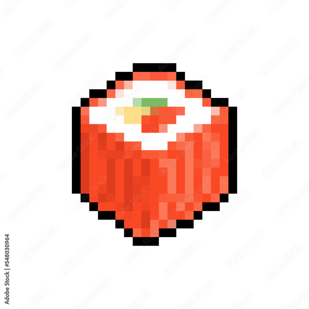 Sushi pixel art isolated. rolls 8 bit Traditional Japanese food ...