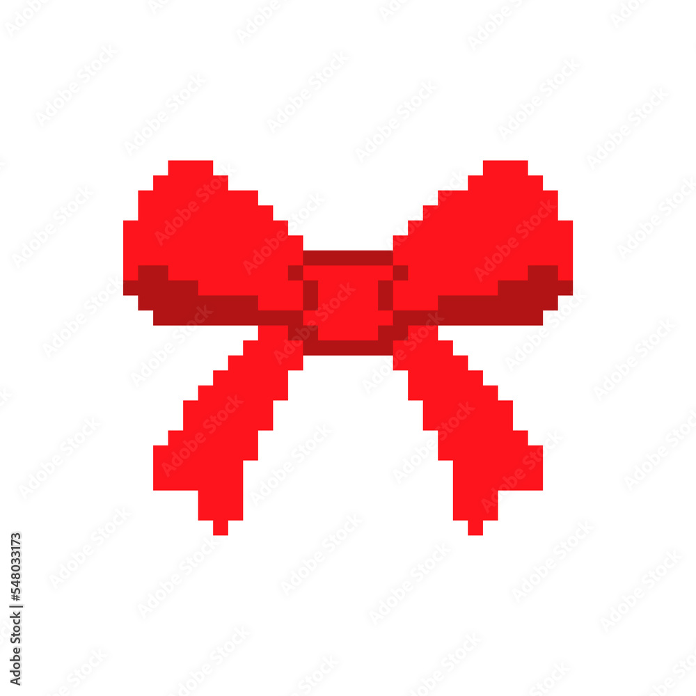 Red bow pixel art. 8 bit bow for decoration. pixelated Vector ...