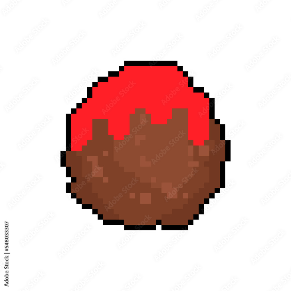 Meatball pixel art. 8 bit ball of meat. pixelated food Vector ...