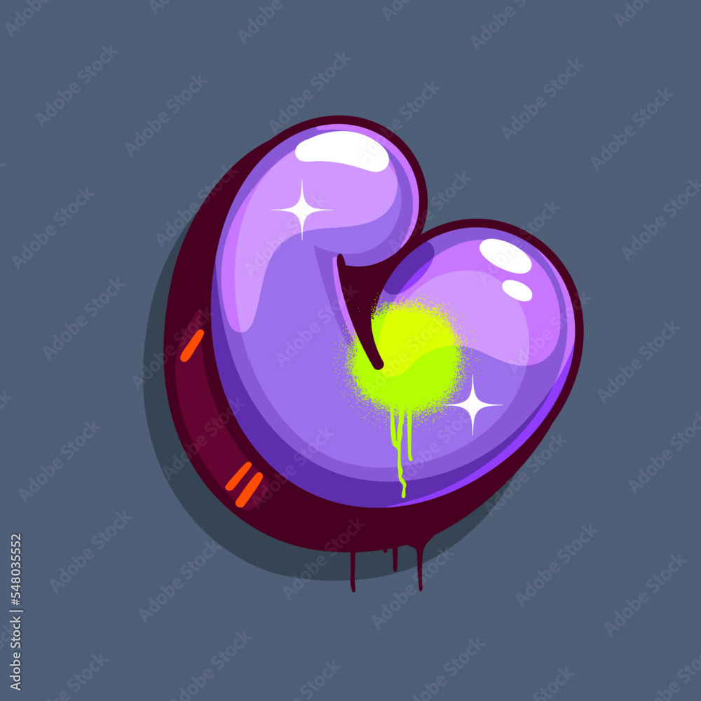 Cartoon purple letter C. Single kids font in graffiti flop style Stock ...