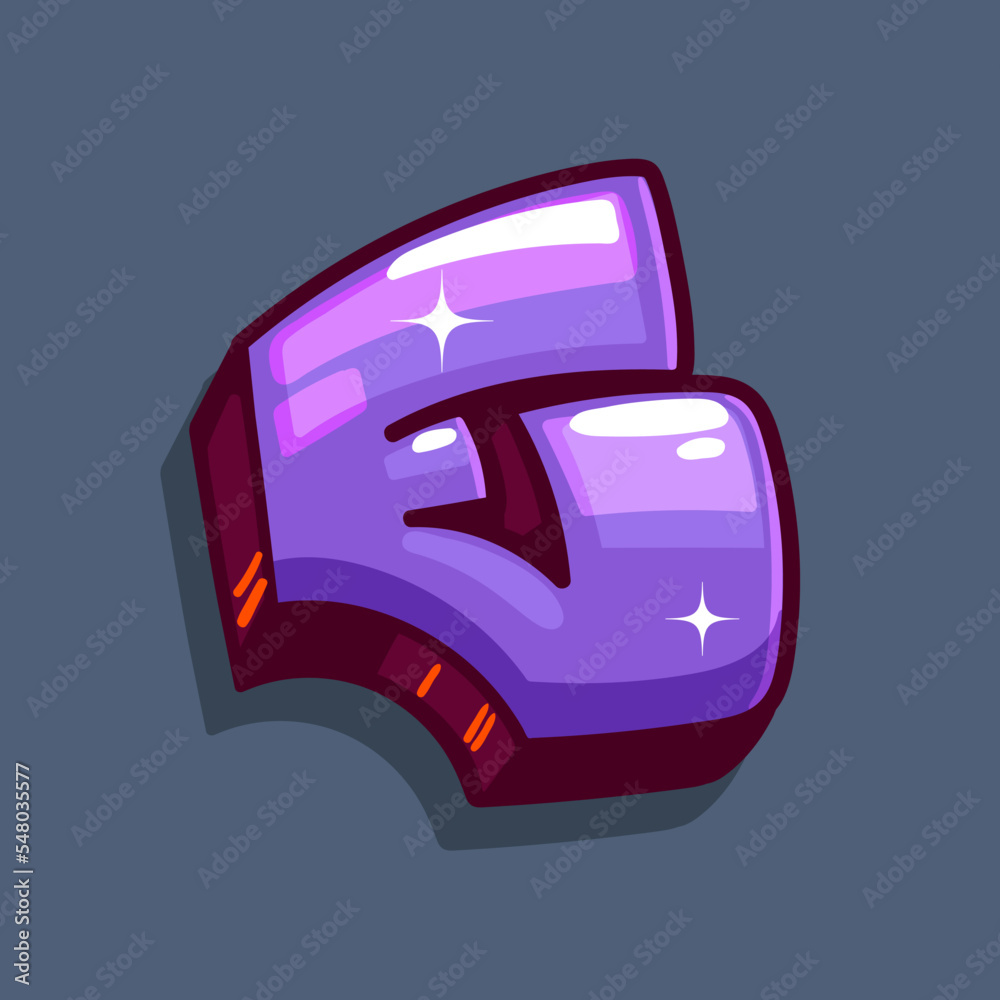 Cartoon purple letter E. Single kids font in graffiti flop style Stock ...