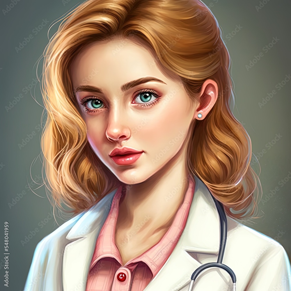 Beautiful young lady doctor 2d illustrated illustration Stock ...