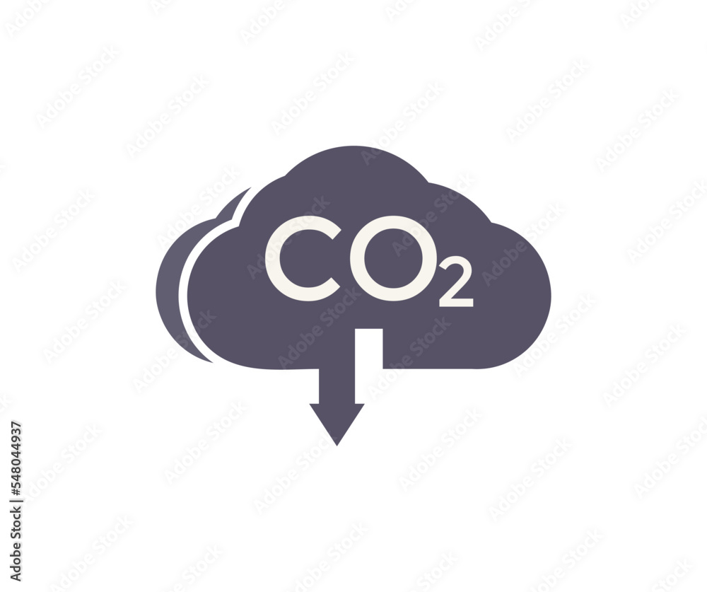 Vetor de Co2 cloud, CO2 emissions logo design. Carbon gas cloud, dioxide pollution. Global ...