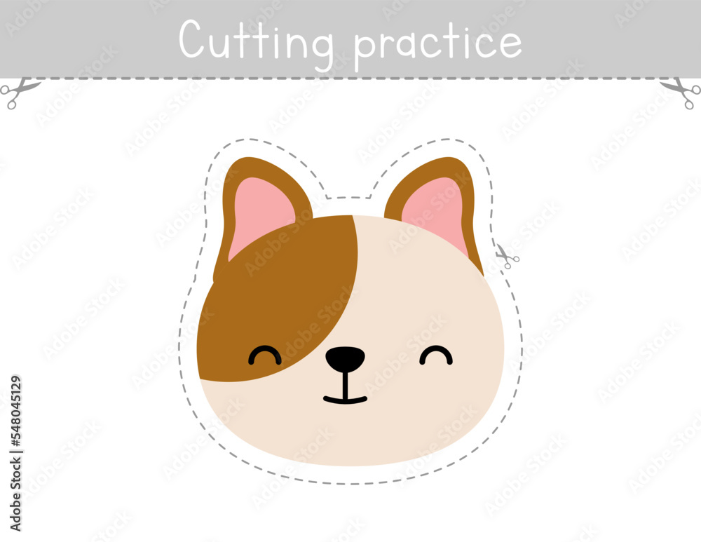 Cutting practice for kids worksheet. Educational game for children ...