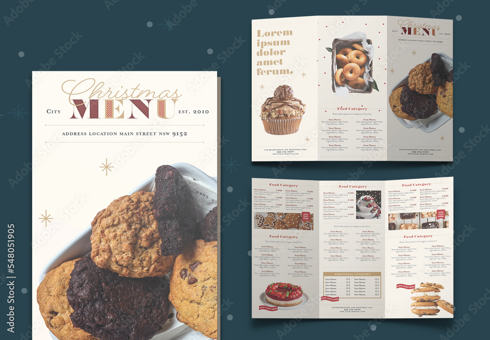 Christmas Brochure Menu Layout Stock Template | Adobe Stock
