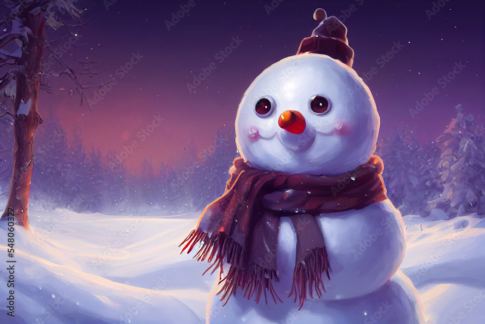 Funny little snowman concept art illustration Stock Illustration ...