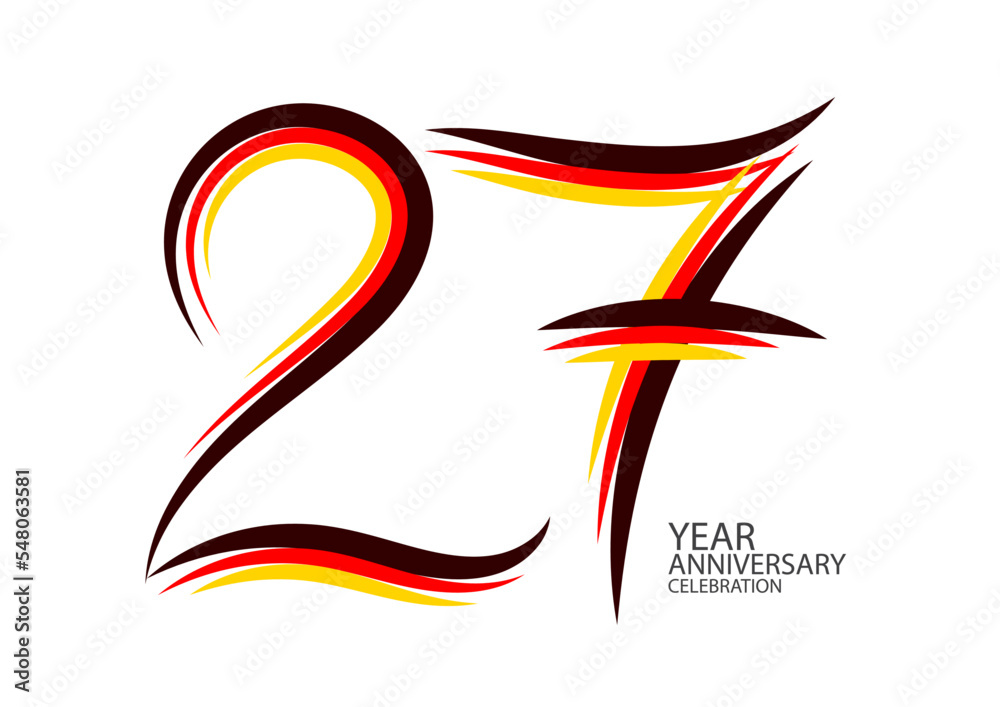 27 years anniversary celebration logotype colorful line vector, 27th ...