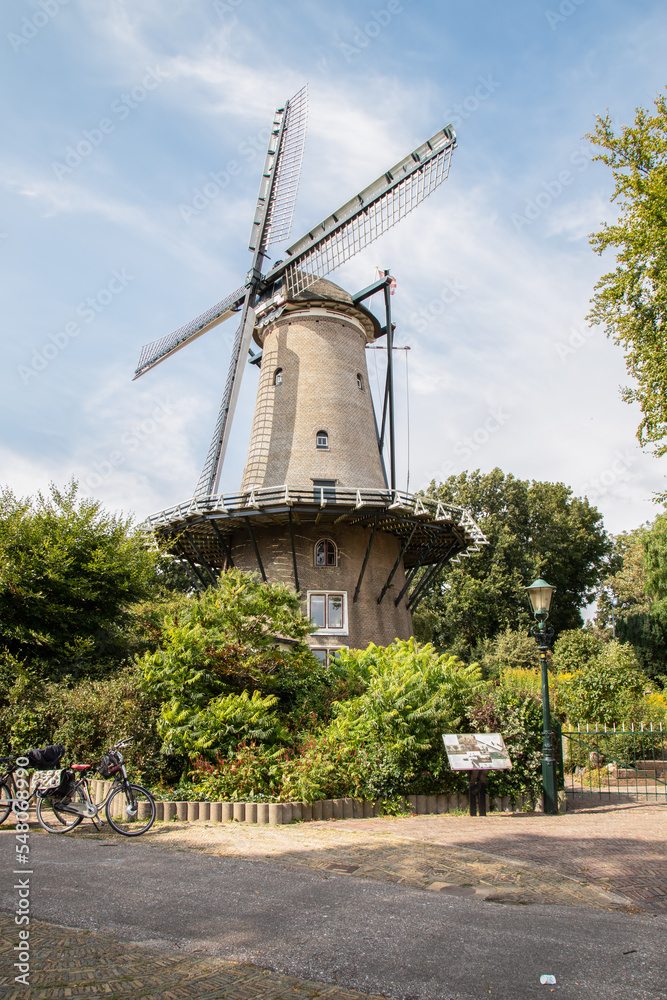 Round stone tower mill and corn mill -Molen van Piet, in the center of ...