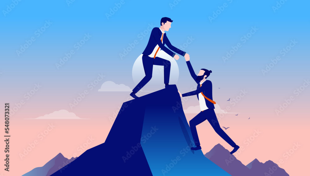 Business support and help - Businessman giving a helping hand to person ...