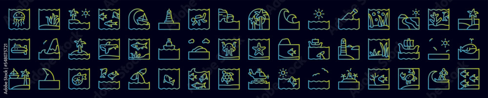 World ocean day june nolan icons collection vector illustration design ...