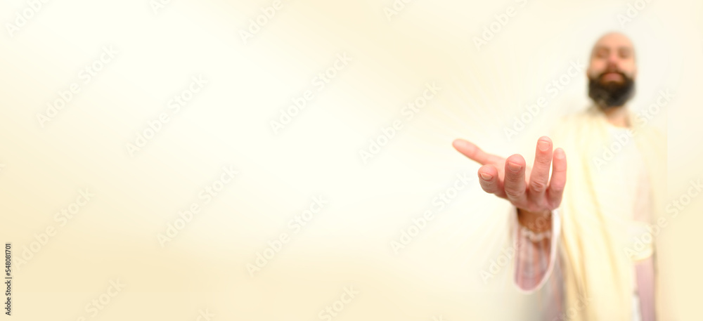 biblical scene, Jesus Christ Hand ask for follow or following as offer ...