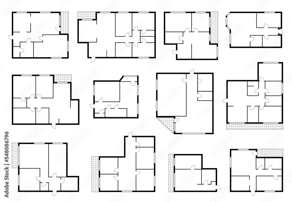 Apartment plan, home room scheme. House architecture blueprint or ...