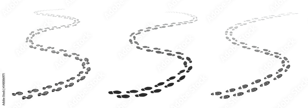 Vetor de Walking footstep trace. Footprint trail. Shoe sole mud path or ...