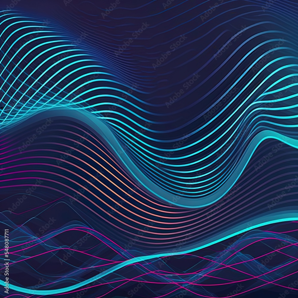 Abstract wavy background digital technology futuristic 2d illustrated ...