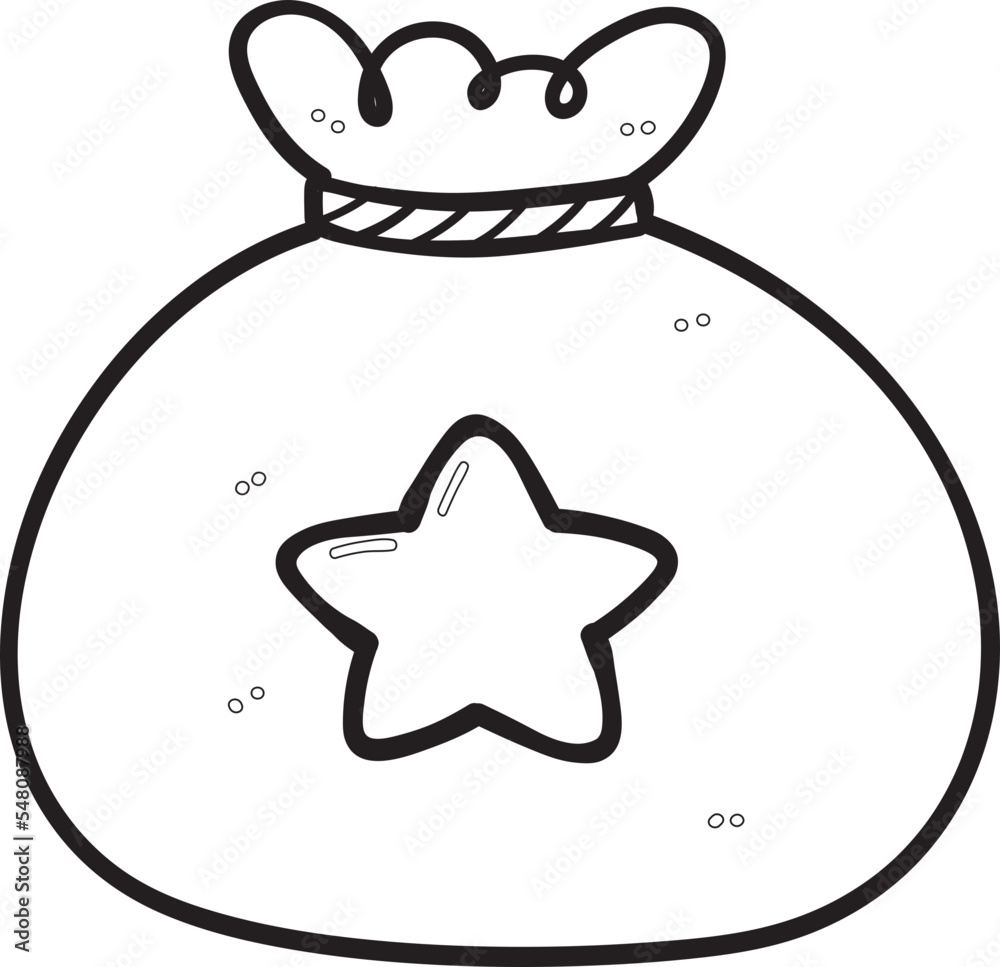 cute Christmas Santa sack back decoration cartoon doodle svg outline ...