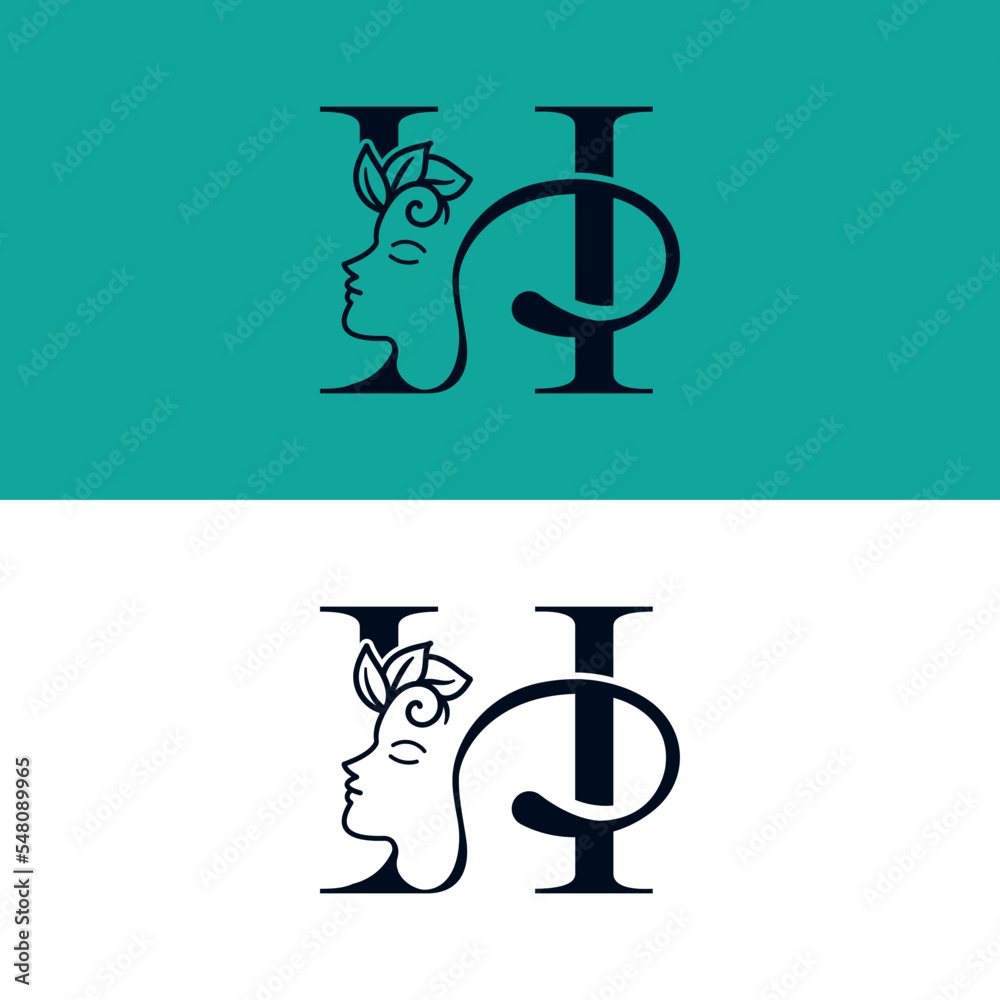 FACE WOMEN BEAUTY LOGO LETTER H Stock Vector | Adobe Stock