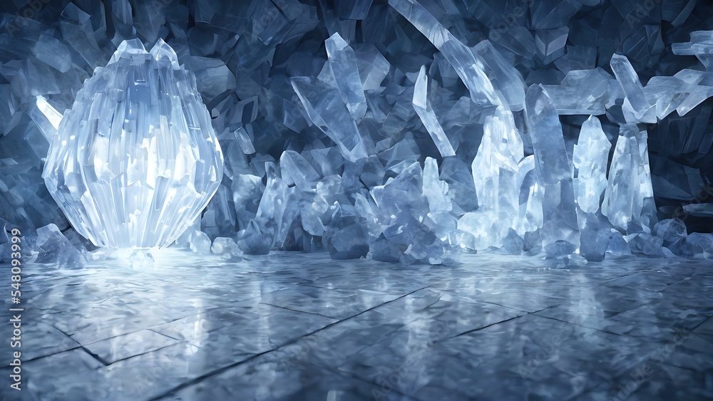 Hall of the Crystal Cave. Illustration, concept art. Stock Illustration ...