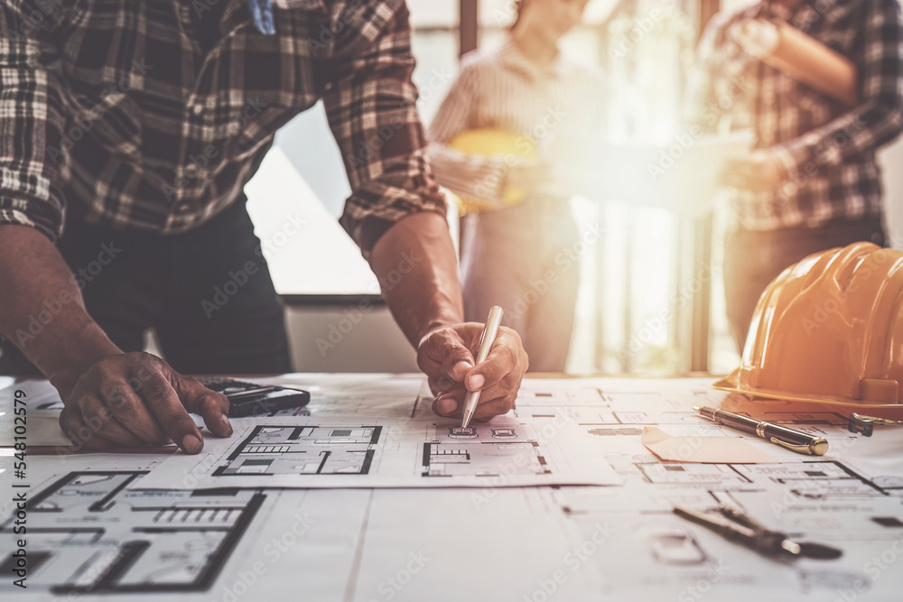 Professional architect designer structural engineer team colleagues ...