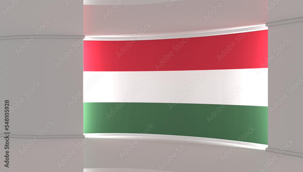 TV studio. Hungarian flag studio. Hungarian flag background. News ...