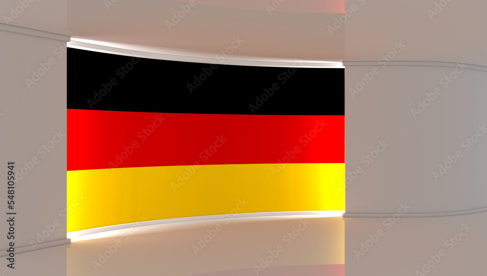 Germany flag background. TV studio. Germany flag studio. News studio. The perfect backdrop for ...
