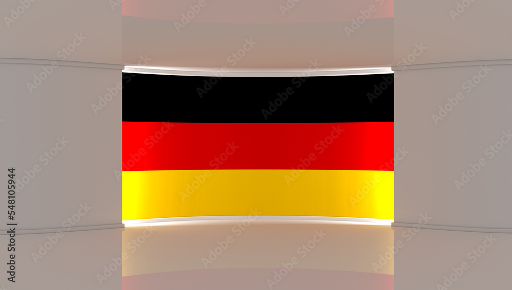 Germany flag background. TV studio. Germany flag studio. News studio ...