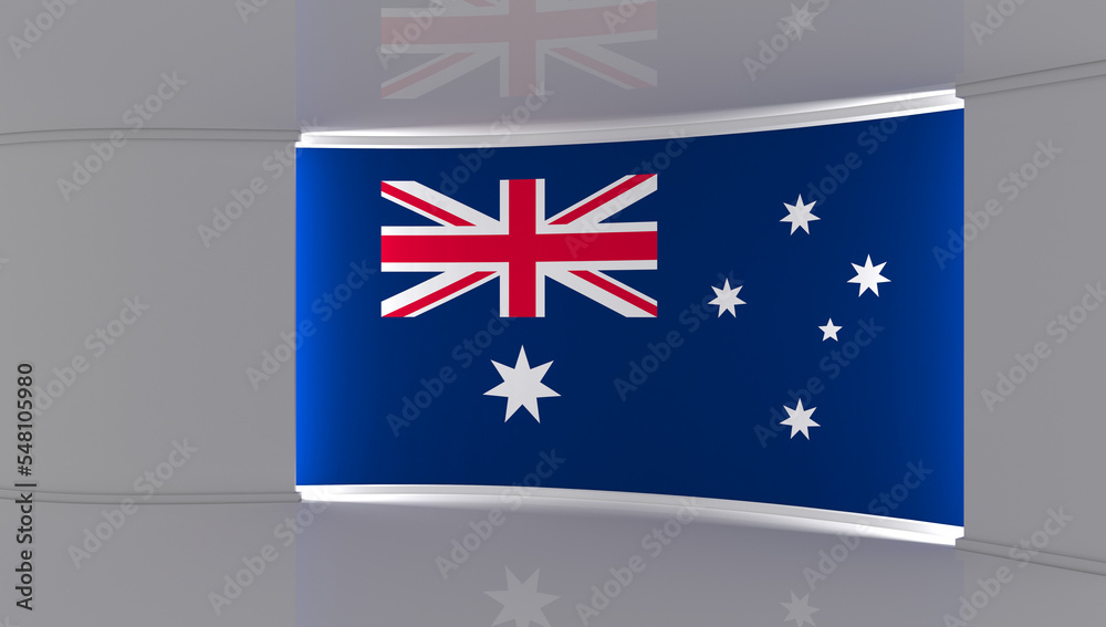 TV studio. Australia flag studio. Australia flag background. News ...