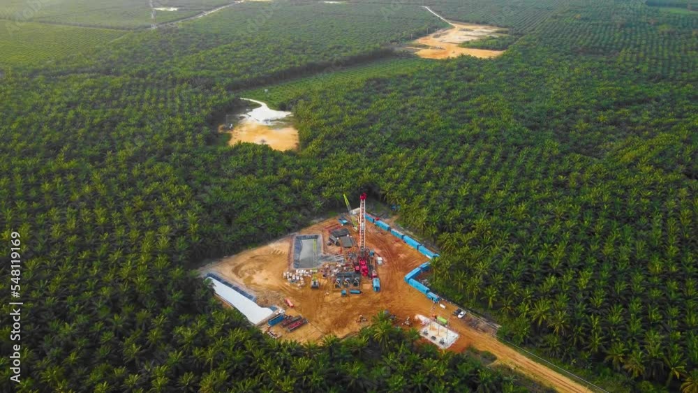 Cinematic 4K Drone Footage of Onshore Drilling Rig equipment structure ...