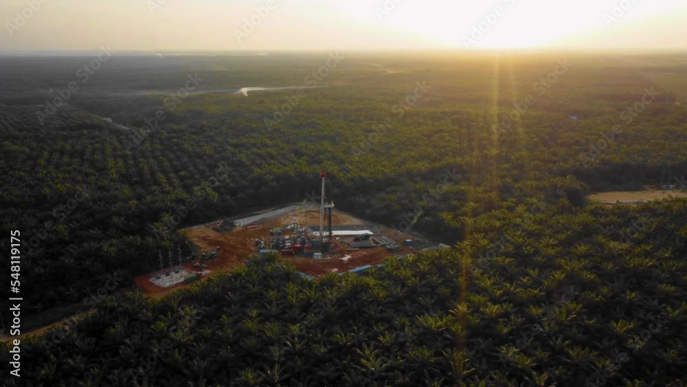 Cinematic 4K Drone Footage of Onshore Drilling Rig equipment structure ...