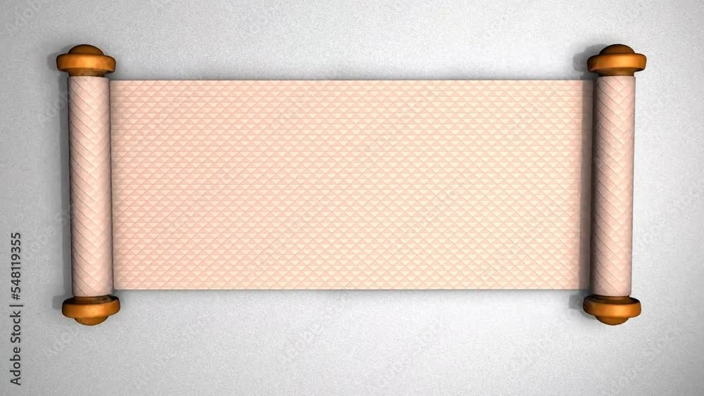 3d animated background of blank paper Scroll Opening on empty ...