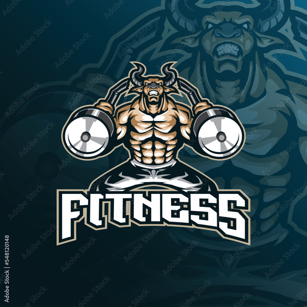 fitness mascot logo design vector with modern illustration concept ...