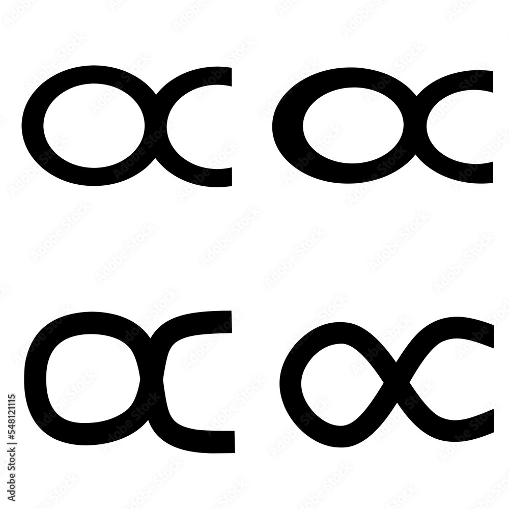 Vetor de Set of proportionality sign icon on white background. The ...