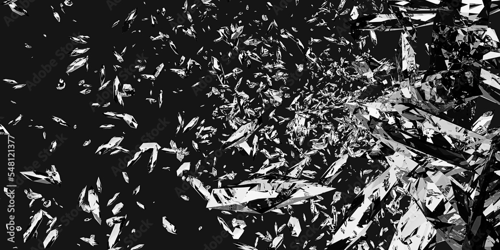 ภาพประกอบสต็อก Broken glass shattered glass dust particles explosion ...