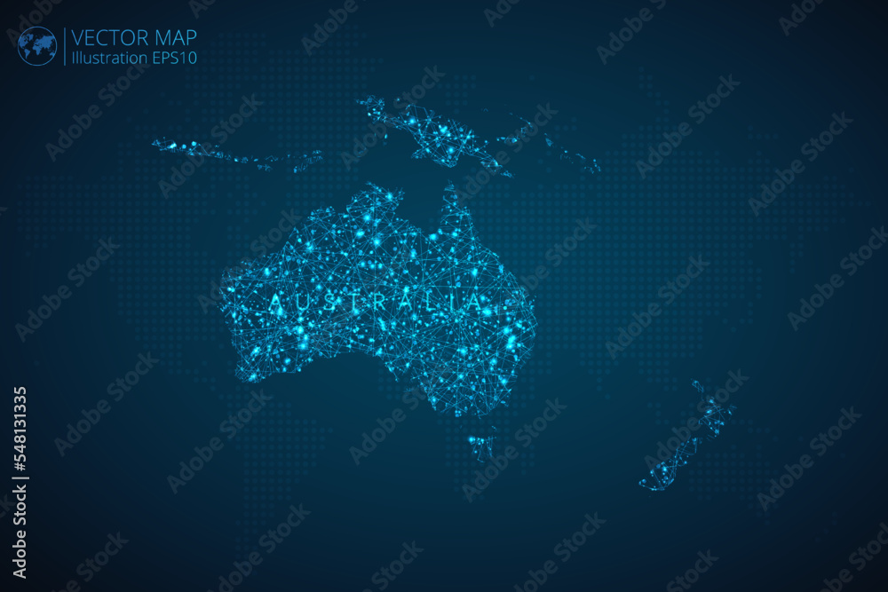 Map of Australia Continent modern design with abstract digital ...