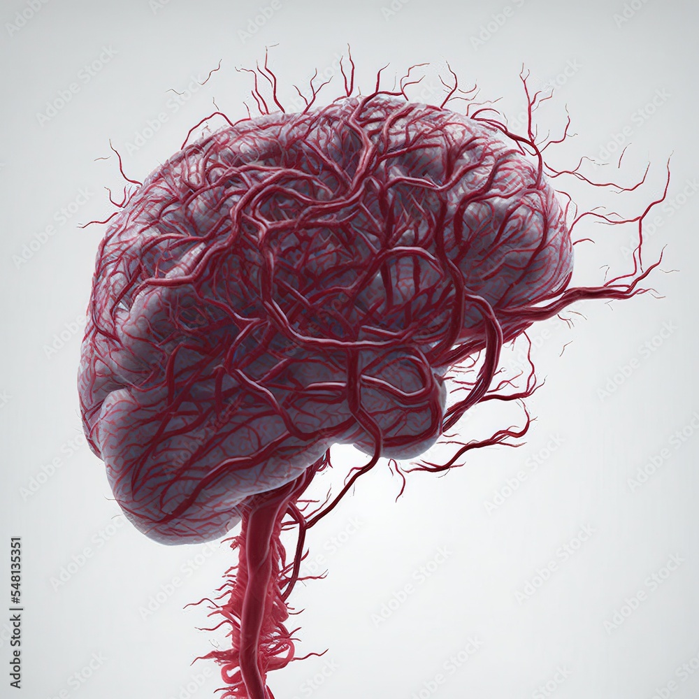 The brain synthesizes blood vessels. Illustration about the brain. Made ...