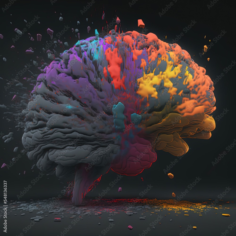 Brain synthesis explosion effect. Illustration about the brain. Made by ...