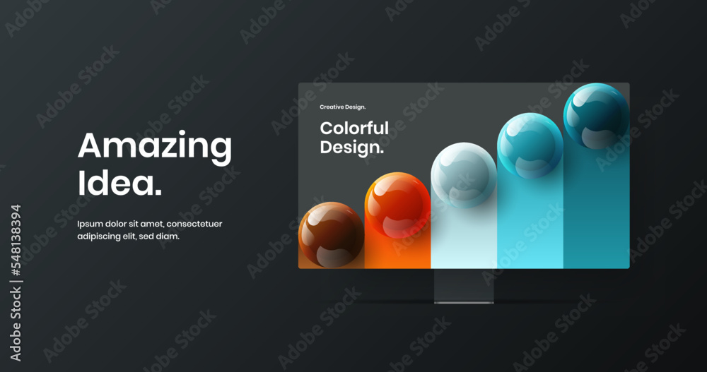 Vivid banner vector design concept. Simple computer monitor mockup ...