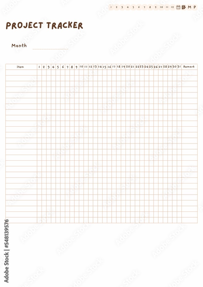 Project tracker, A4 Digital planner sheet 2023 undated planner monthly ...