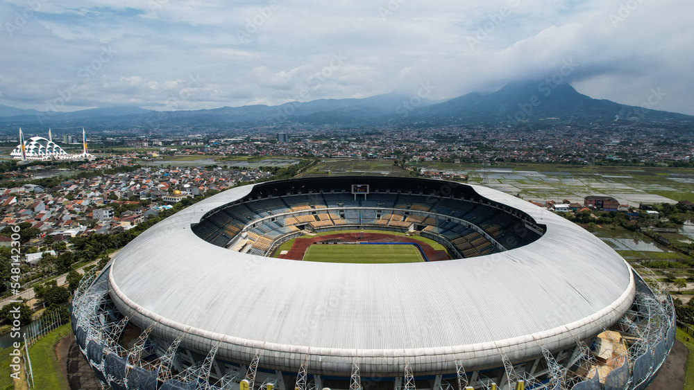 Aerial view of the Beautiful scenery Gelora Bandung Lautan Api (GBLA ...