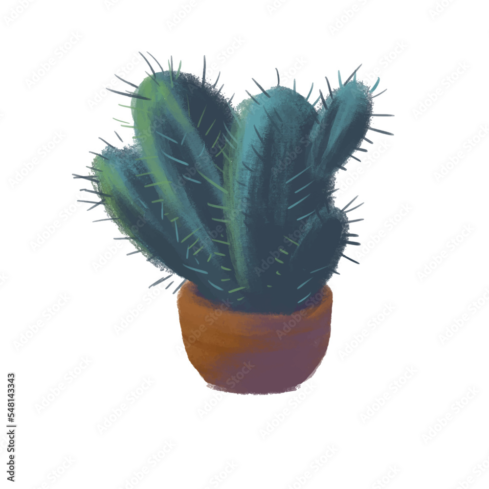 Vector realistic detailed cactus. Cactus in a pot, vector illustration ...
