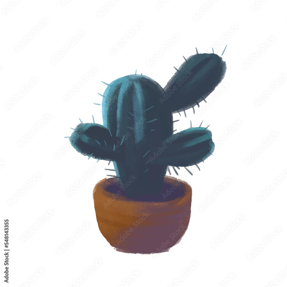 Vector realistic detailed cactus. Cactus in a pot, vector illustration ...