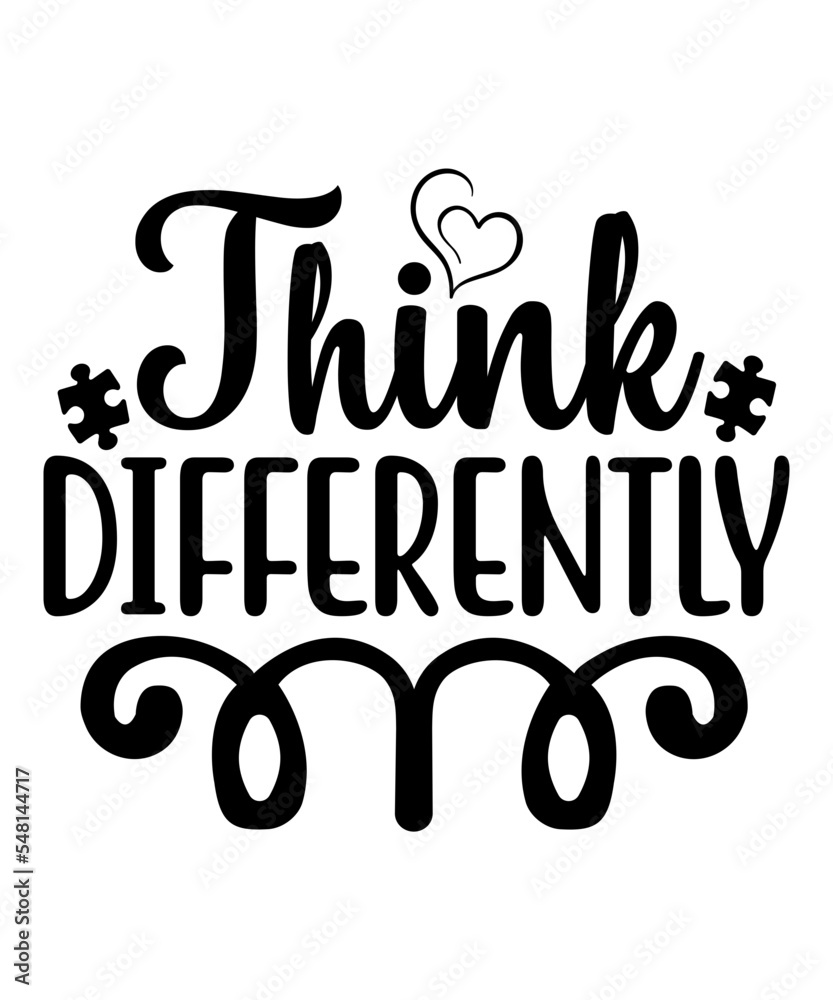Vecteur Stock Think differently SVG, autism love svg, autism ribbon svg ...