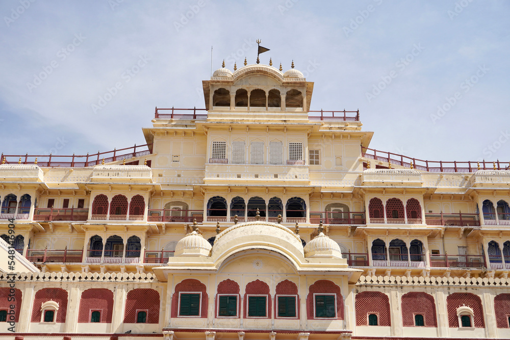 Chandra Mahal at the complex of city palace in Jaipur, India. Front ...