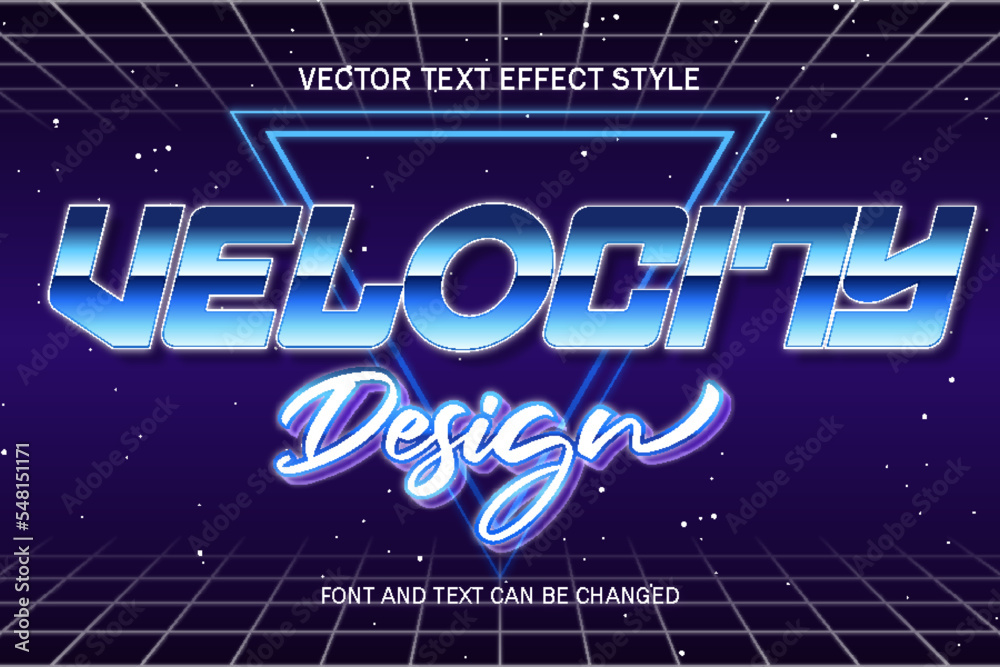 velocity vintage retro font typography lettering 3d editable text ...